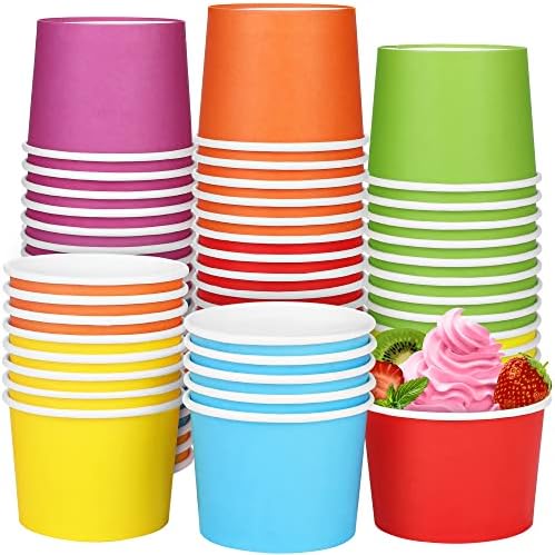 Amazon.com: Aodaer 60 Pack Disposable Paper Ice Cream Cups 8 oz Paper ...