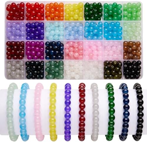 Amazon.com: 600 Pcs Glass Beads for Jewelry Making, Assorted Crystal ...