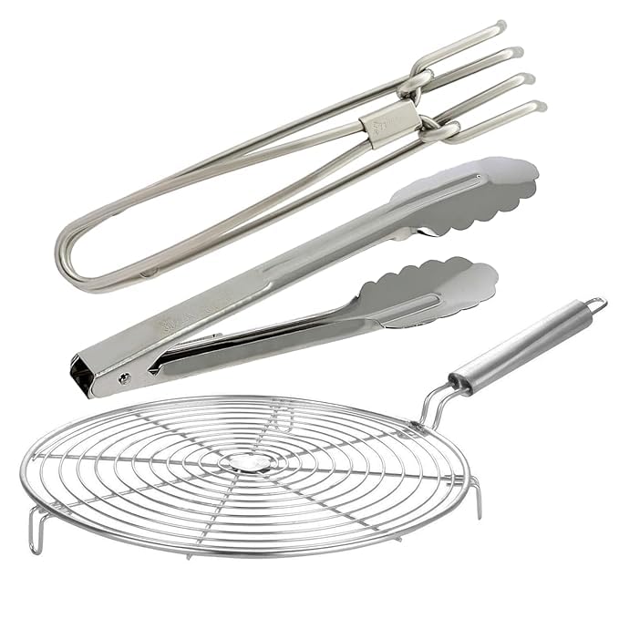 Buy AFFODYL Round Roasting Net Stainless Steel Wire Roaster with Handle ...