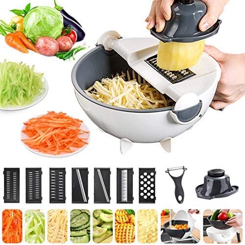 Rotate Vegetable Cutter, 9 in 1 Multifunction Vegetable Slicer with ...
