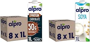 Alpro Chocolate SOYA High Protein Plant-Based Long Life Drink, Vegan & Dairy Free, 1 Litre (Pack ...