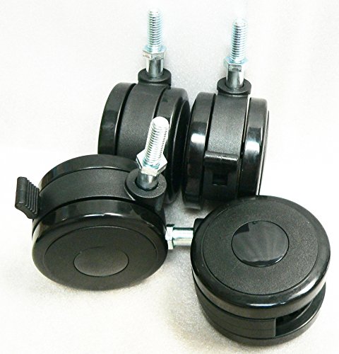 Oajen 3" 75mm Twin Wheel Caster, Black Riveted Soft Wheel adds Strength ...