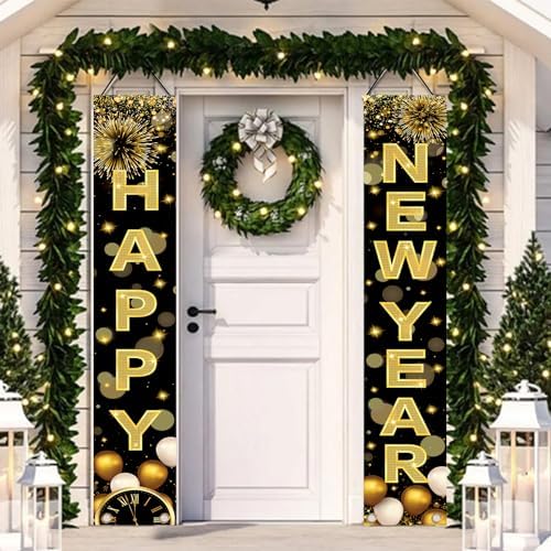 Amazon.com: New Years Porch Signs, Happy New Year Door Banner for Happy ...