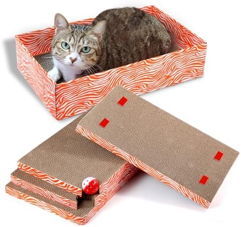 Amazon.com : Koimsec Cat Scrather Box with 4 pcs Large Scratching ...
