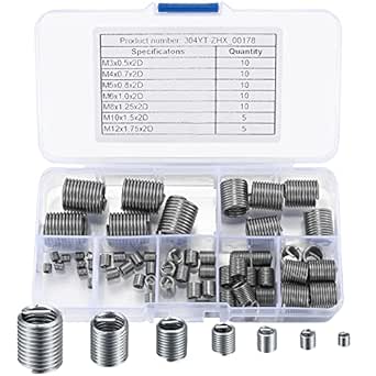 Amazon.com: 60 Pcs Thread Repair Kit - Metric M3 M4 M5 M6 M8 M10 M12 Wire Screw Inserts ...
