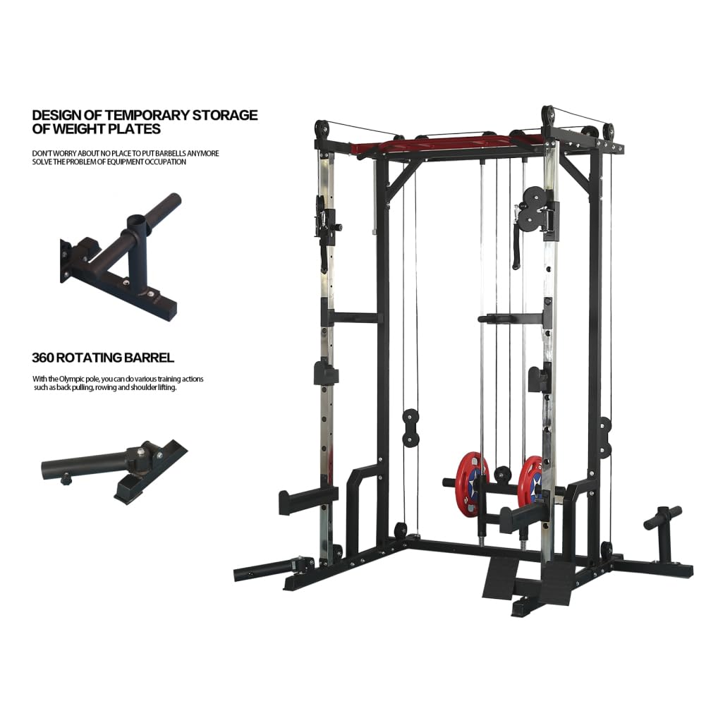 Smith Machine With Weights HulkFit Pro Series Squat Rack, Adjustable ...