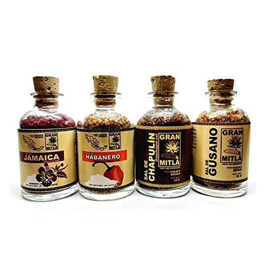 Gran Mitla 4 Pack Mexican Salt Kit 4 0.88 oz mini jars of Sal de Gusano ...