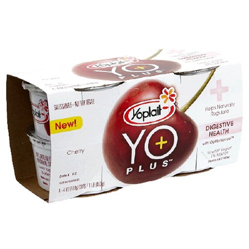 Amazon.com: Yoplait Yo-Plus Yogurt, Cherry, 4 ct, 4 oz each : Grocery ...