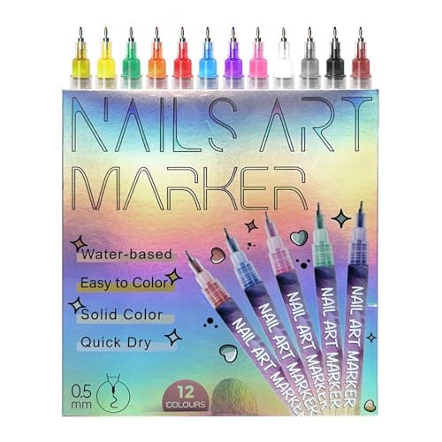 Amazon.com: 12-Color Nail Art Pens Set, 3D Graffiti Nail Polish Pens ...