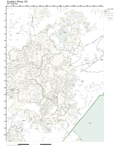 Amazon.com : ZIP Code Wall Map of Southern Pines, NC ZIP Code Map ...