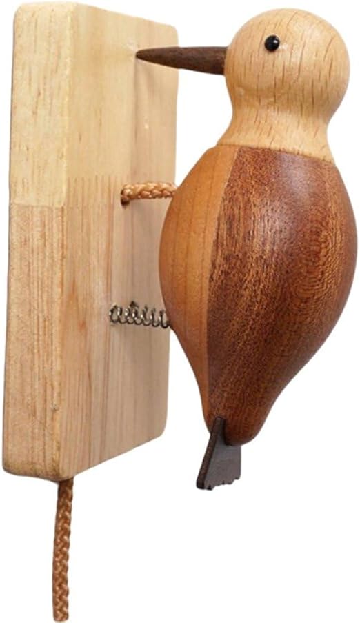 Amazon.com: Vobumix Wooden Bird Doorbell Cute Woodpecker Doorbell ...