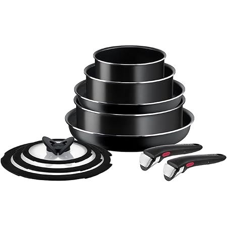 Tefal Ingenio Easy ON Pots & Pans Set, 10 Pieces, Stackable, Removable Handle, Space Saving, Non ...