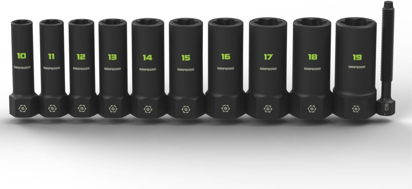 GRIPEDGE Tools | 10-PC – 3/8'' Drive Deep Metric RPT Socket Extractor ...