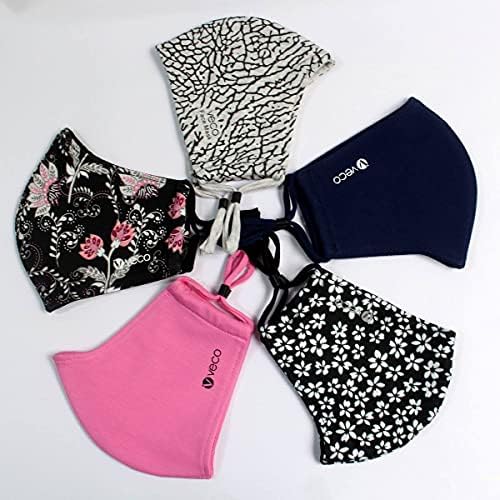 Amazon.com: VECO Cotton Fabric Face Masks (Pack of 5) (Kid, Combo 4 ...