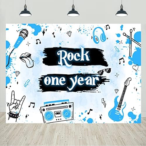 Amazon.com : Rock and Roll 1st Birthday Backdrop for Boys Punk Rock One ...