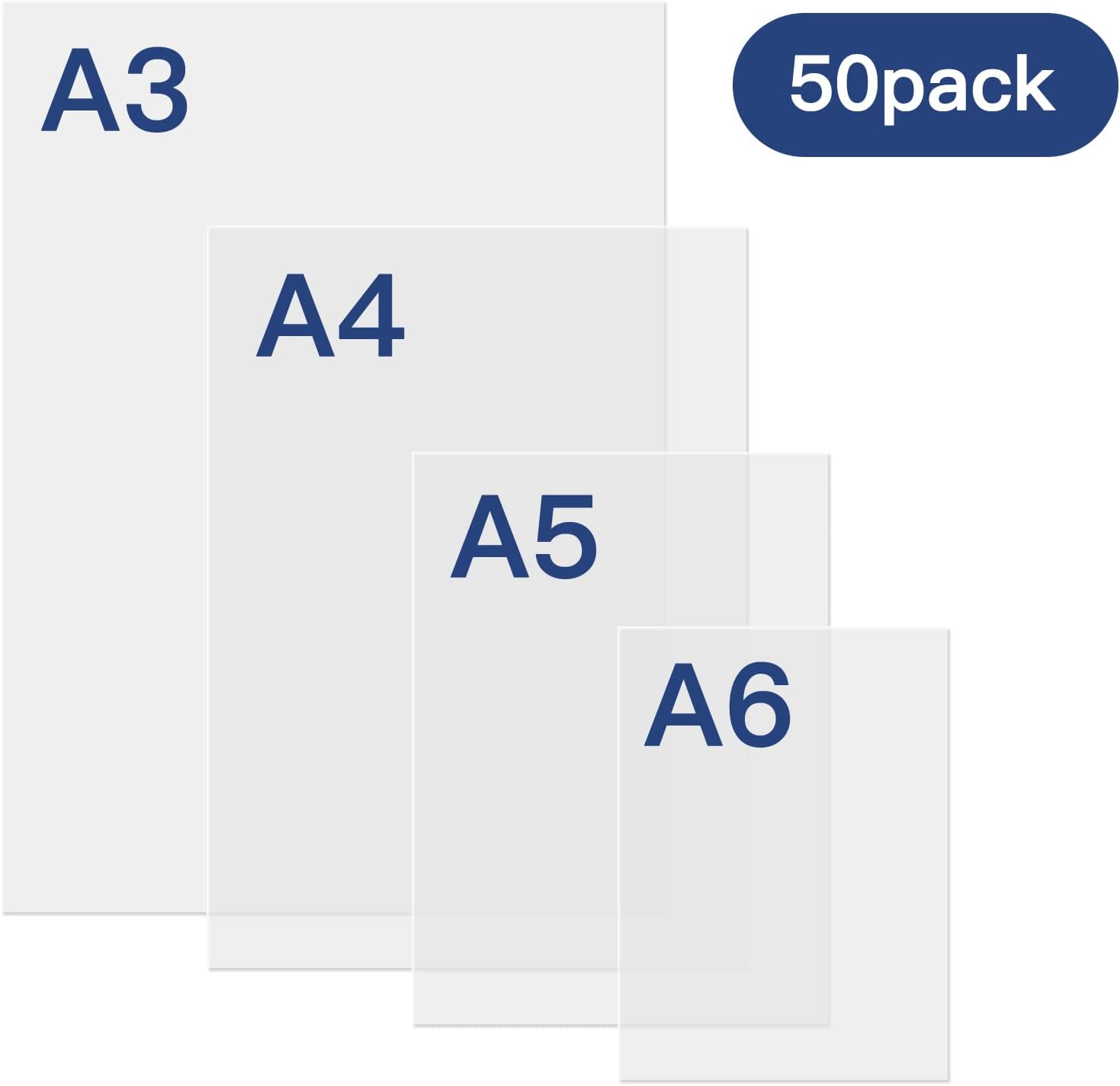 MAXDONE Premium Clear Thermal Laminating Pouches 50-Pack Laminating Sheets for Laminator A3 A4 ...