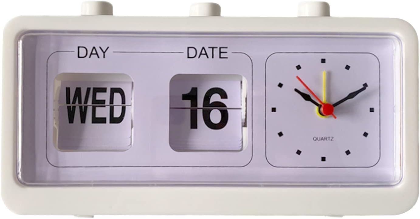 Amazon.com: Serlium Desk Table Alarm Clock Manual Jump Calendar Desktop ...