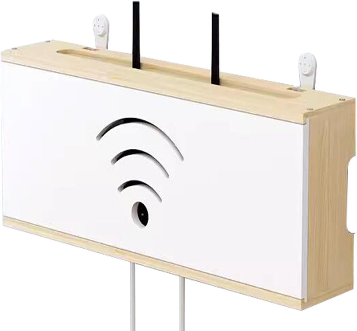 HFGHGDF Wifi Router Storage Box Wall Mounted No Drill Solid Wood Router ...