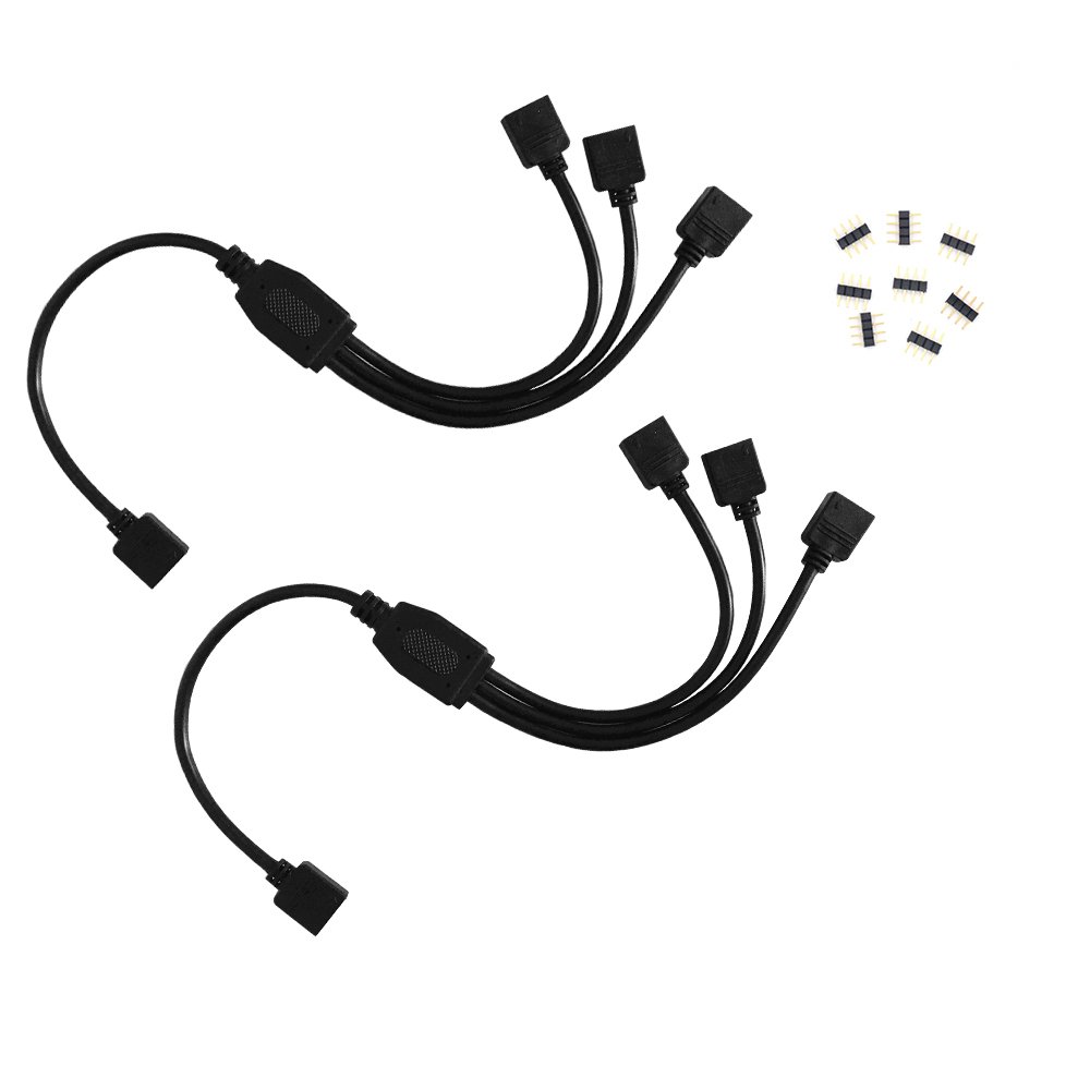 Amazon.com: 2 Pack Black 4 Pin LED Splitter Cable - 3 Way Y Splitter ...
