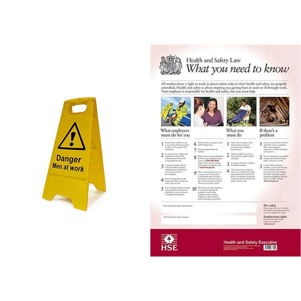 Scansca4710 Heavy Duty A Board Sign Men At Work Yellow | Desertcart ...