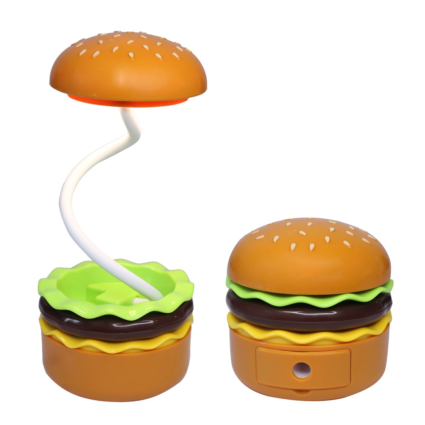 Buy GLAN 2 in 1 Burger Shape Table Lamp Rechargeable Adjustable Small ...