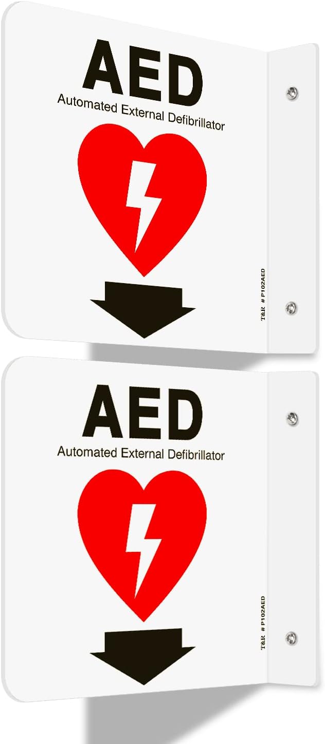 Amazon.com: ComplianceSigns.com First Aid AED Reflective Wall Sign ...