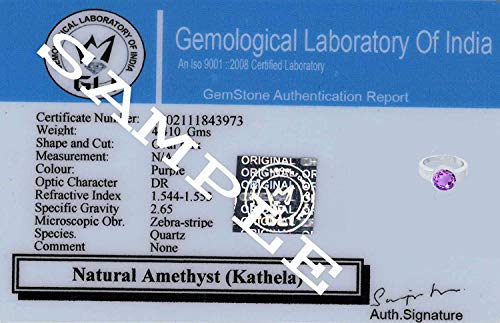 Buy AQUAGEMS Certified Natural Amethyst (Kathela) 7.25 Rati or 6.60 ...
