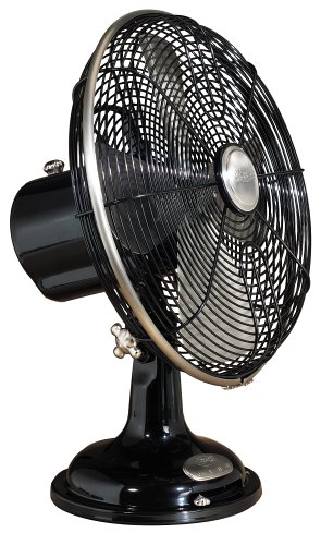 Hunter 90022 12-Inch Oscillating Table Fan, Satin Black with Brushed ...