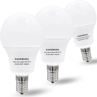 KAKEMONO E17 Intermediate Base 6W LED Bulbs, 60watts Halogen Equivalent ...