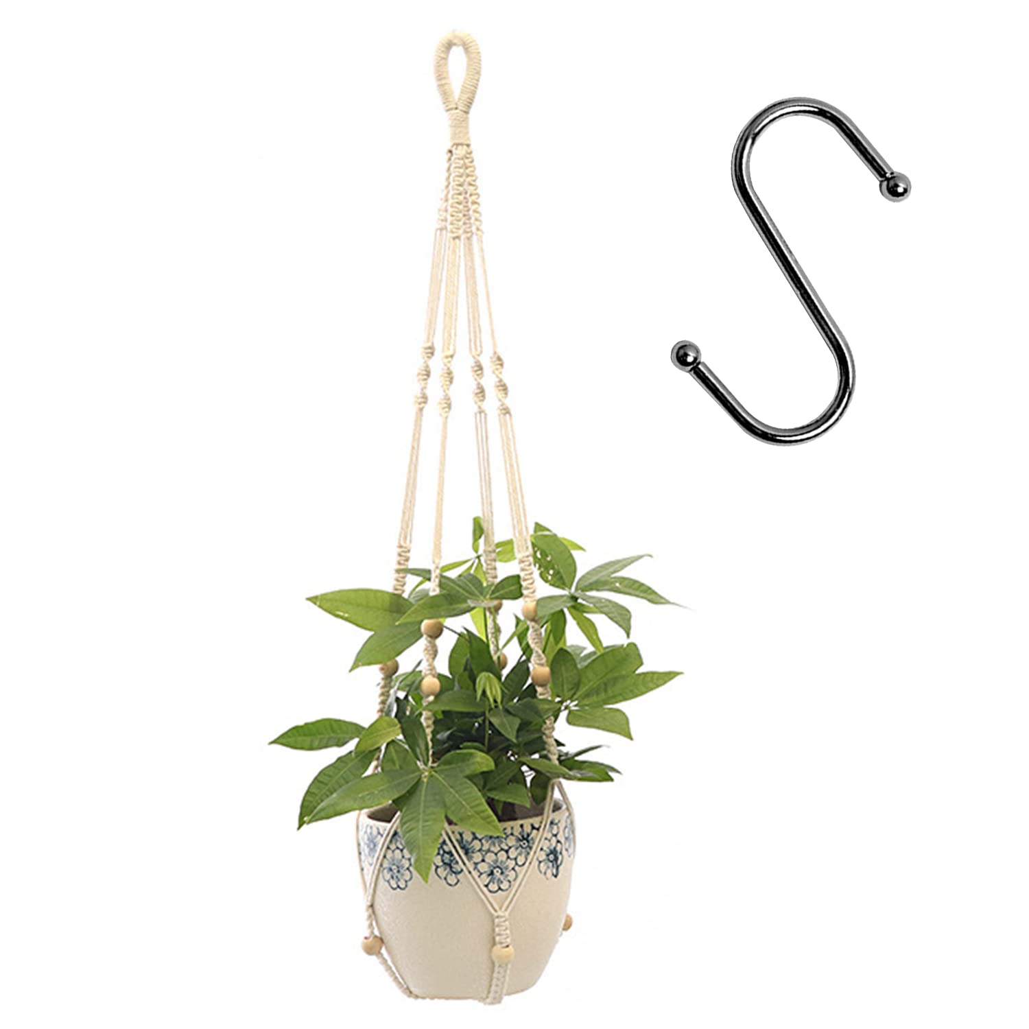 Mmgoqqt Hanging Planters Baskets, 1Pcs Cotton Rope Plant Hanger with 1 ...