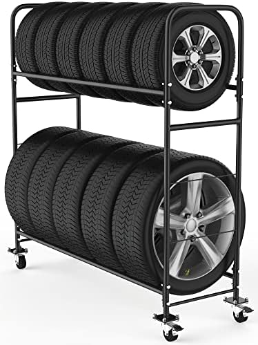 Amazon.com: Rolling Tire Rack – Metal, Adjustable, Tire Stand ...