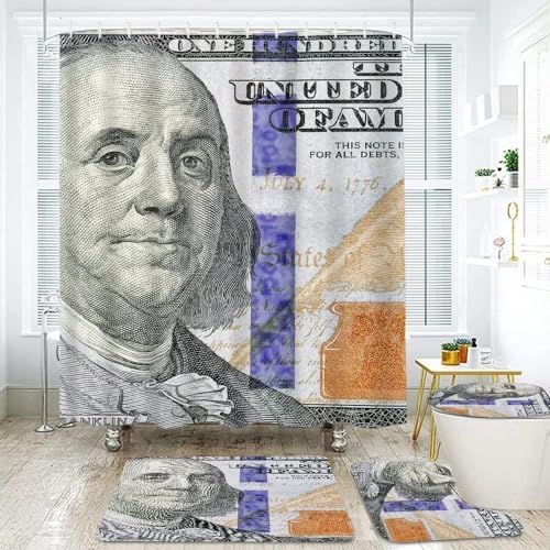 Amazon.com: GUBIYU Black Gold 100 Dollar Bill Bathroom Sets with Money ...