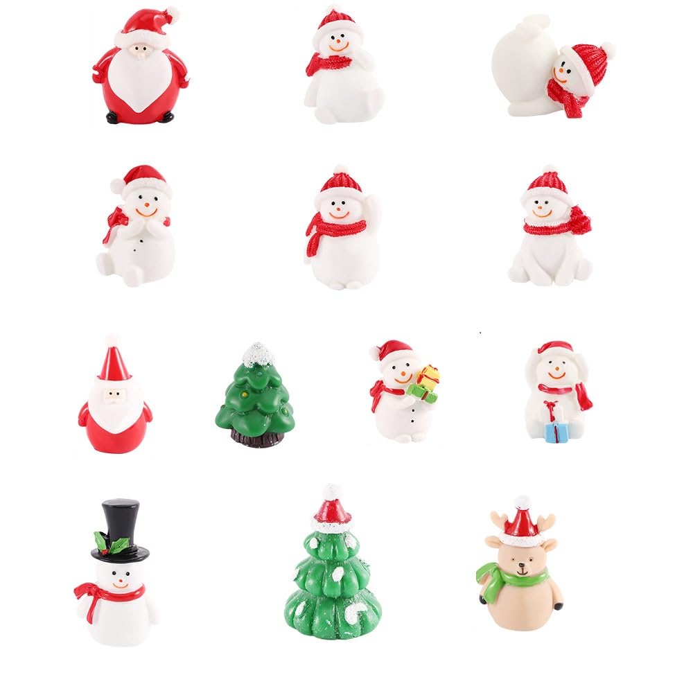 Amazon.com: Vctitil 13 Pieces Christmas Mini Decorations Micro Statues ...