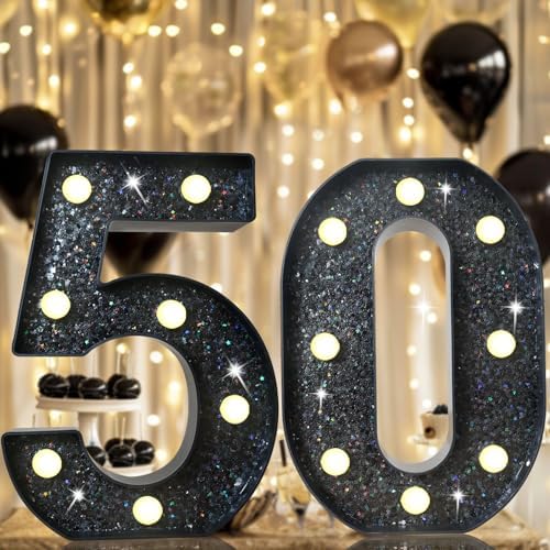 Amazon.com: 4FT Marquee 50 Numbers Large Black Number Marquee with ...