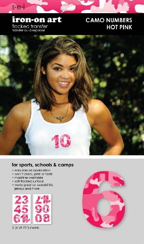 Snapklik.com : SEI 2-3/4-Inch Hot Pink Camo Number Iron On Transfers