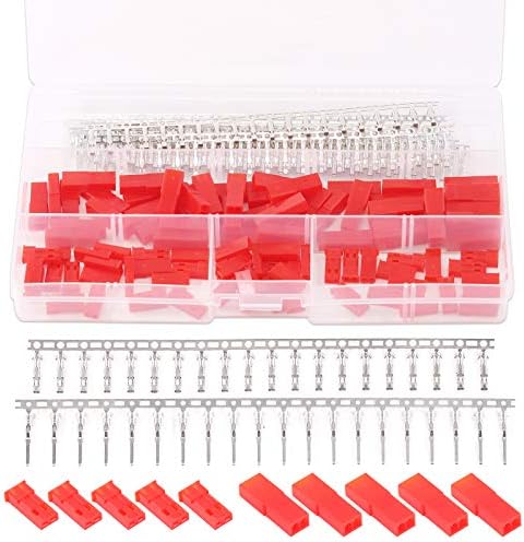 Amazon.com: Hilitchi 300Pcs (50set) 2.54mm 2-Pin Female & Male Red Plug Housing Crimp Terminal ...