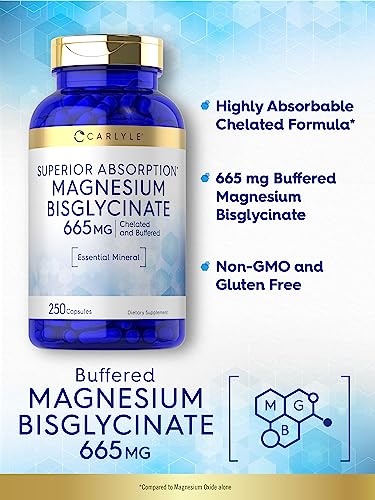 Buffered Magnesium Bisglycinate 665 mg | 250 Capsules | Chelated ...