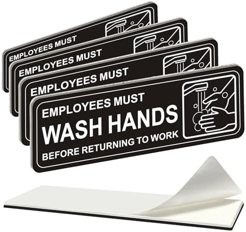 Amazon.com : i-CowFun (4 Pack) Self-adhesive Employees Must Wash Hands ...