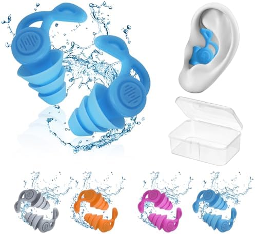 Amazon.com : Swimmers Ear Plugswaterproof,4 Pairs of Reusable Silicone ...