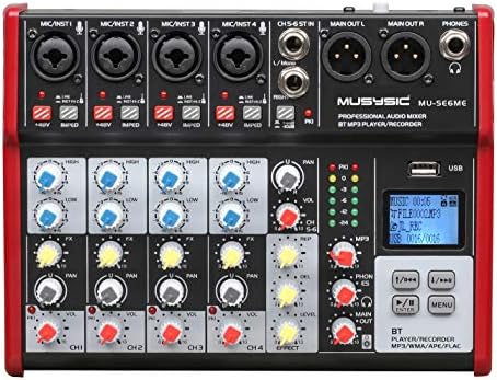 Amazon.com: XTUGA EV6 Professional 6 Channel Audio Mixer with 16 DSP ...