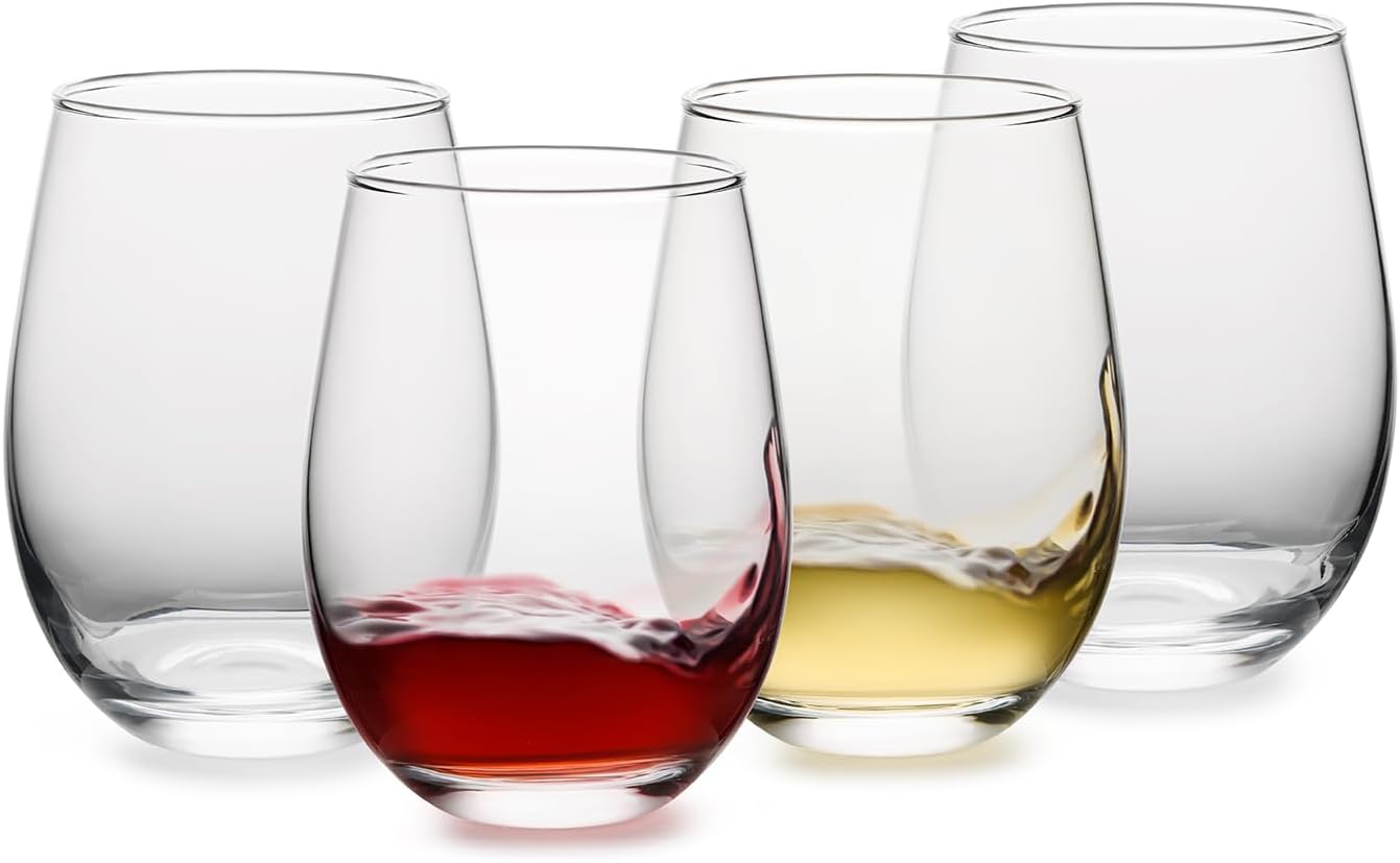 Amazon.com | 12 Ounce Stemless Wine Glasses/Whiskey Glasses/Beverage ...
