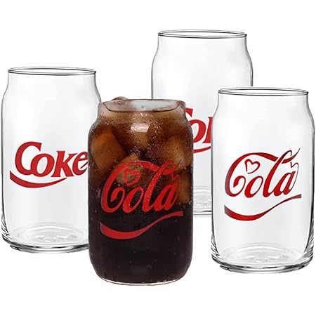 Amazon.com | Greefun 4 Pack Can Shape Coke Glass Cups, 13oz Coca Cola ...