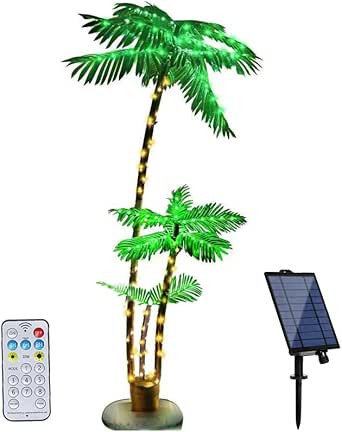 LED Solar Palm Tree With Remote Control - 180 cm Illuminated Artificial ...