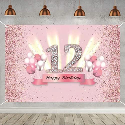 Tecreo 12th Birthday Decoration Happy 12 Backdrop for Girls Party ...
