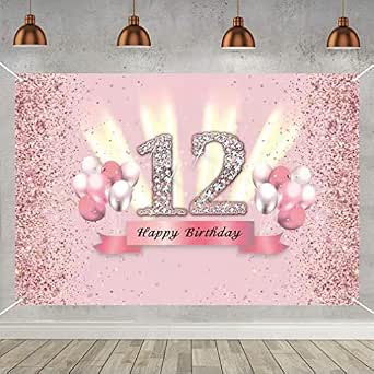 12th Birthday Decoration Happy 12 Birthday Backdrop for Girls Birthday ...