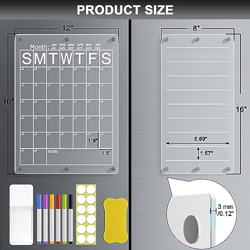 Snapklik.com : Magnetic Acrylic Calendar For Fridge, Clear Set Of 2 Dry ...