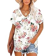 CHICZONE Floral Tops for Women Casual Tee Hawaiian Shirts V Neck Tunic ...