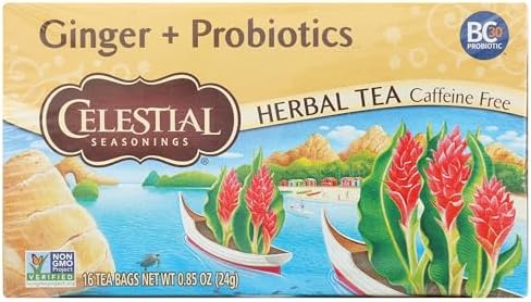 Amazon.com : Celestial Seasonings Ginger & Probiotics Herbal Tea, 16 CT ...