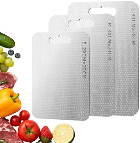 3PCS Titanium Chopping Board Double-Sided for Kitchen，Stainless Steel ...