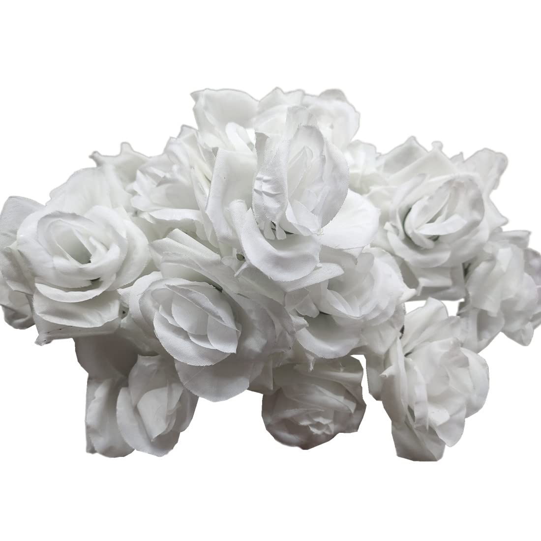 Amazon.com: Honkenda 20 Pack White Artificial Rose Flower Heads Without ...